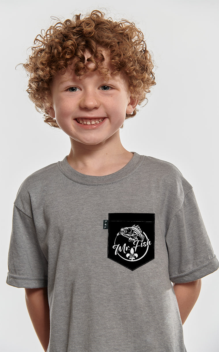 Mr Fish Noir-T-shirt à poche enfant | Poches & Fils