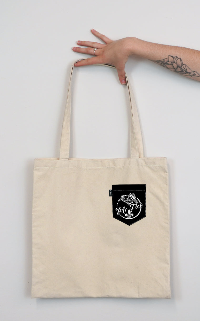 Mr Fish Noir-Tote Bag à poche accessoire | Poches & Fils